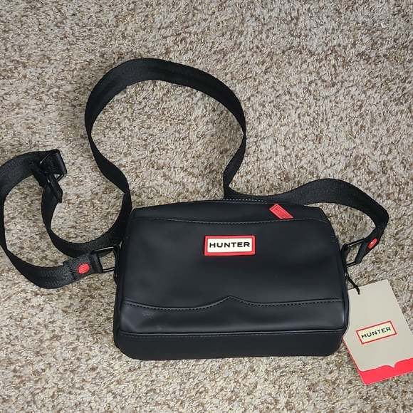 Hunter | Bags | Hunter Black Crossbody Bag With Red Accents | Poshmark